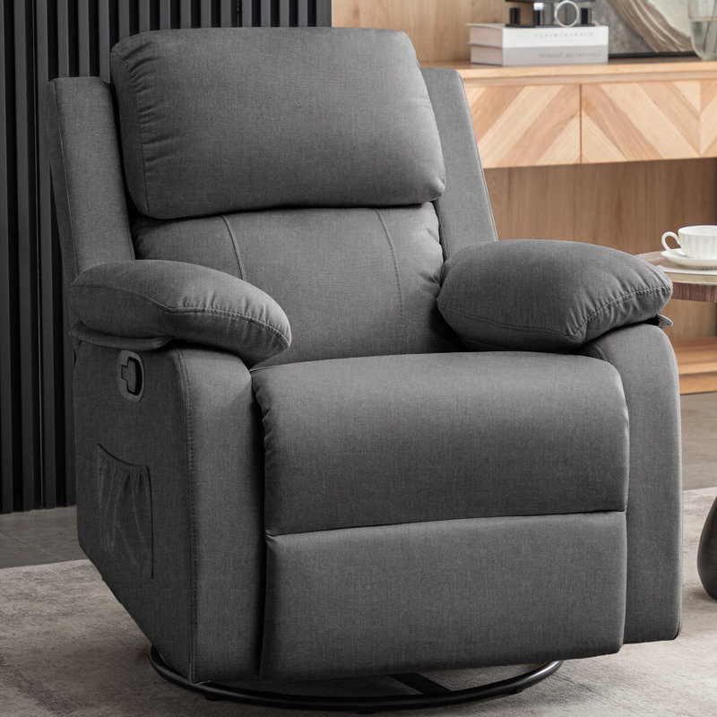Dornan Recliner Chair Small Rocking Chair 360 Swivel Recliner Chairs for Small Spaces Manual Recliner Ebern Designs Upholstery Color Gray